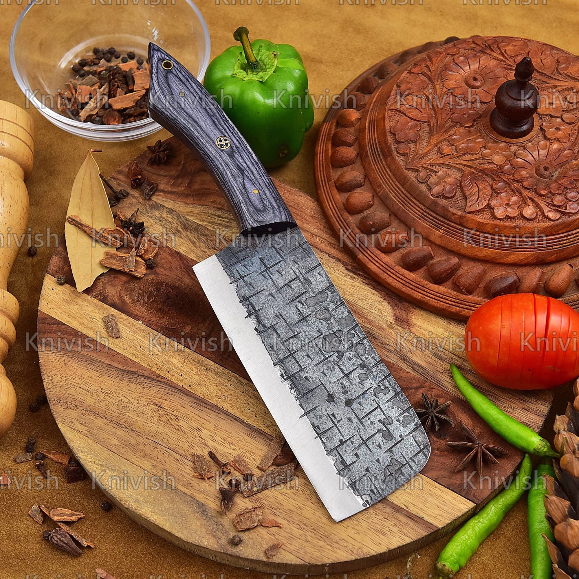 Custom Handmade Black Handle Cleaver Forged Birthday Gifts, Valentines ...