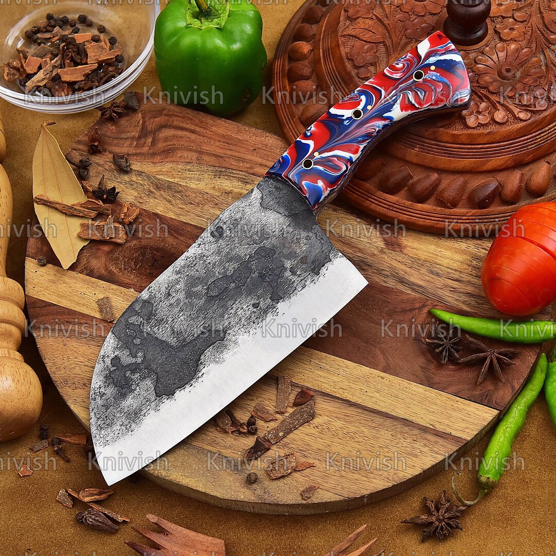 Handmade Cleaver Knife Full Tang Serbian Style Curve Cleaver ...