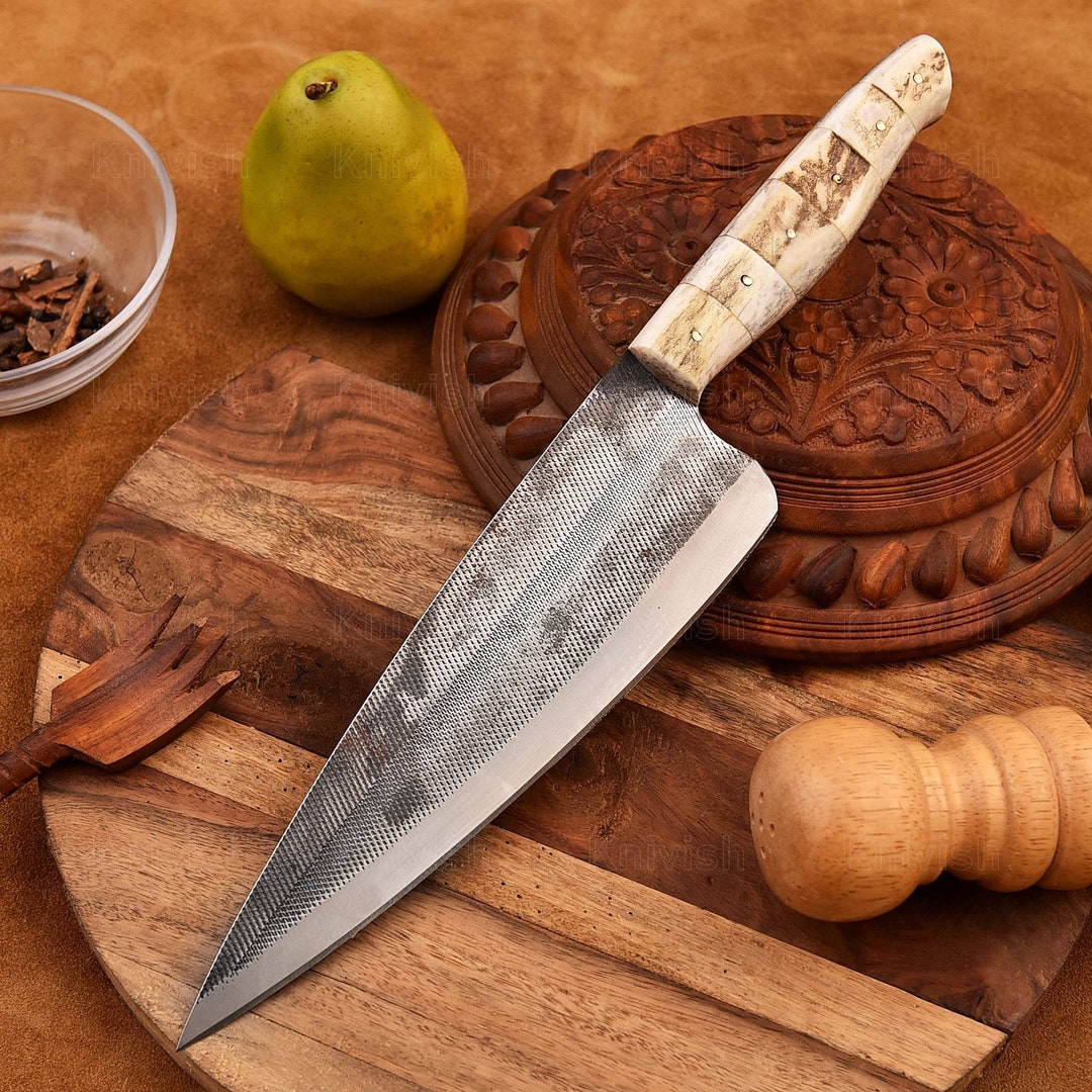 Chef Knife Handmade Kitchen Knife Stag Antler Handle High Corban Steel ...