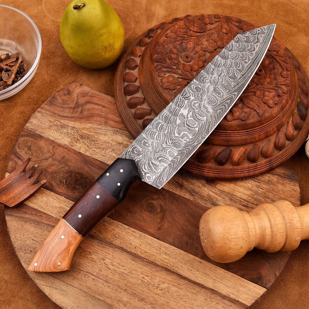 Chef Knife 8 Inch Damascus Steel Kitchen Knife Custom Handmade Knives ...