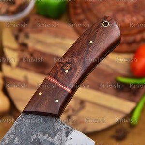 Cleaver Knife Curved Blade With Wood Handle Sharp Edge BBQ Cleaver ...