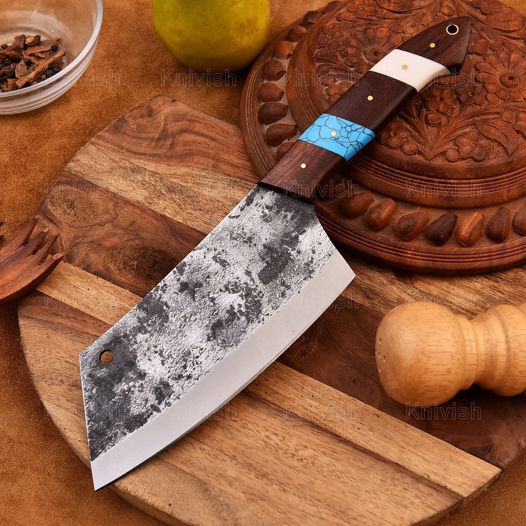 Custom Handmade Cleaver, High Corban Steel Blade, Butcher Knife, Meat ...