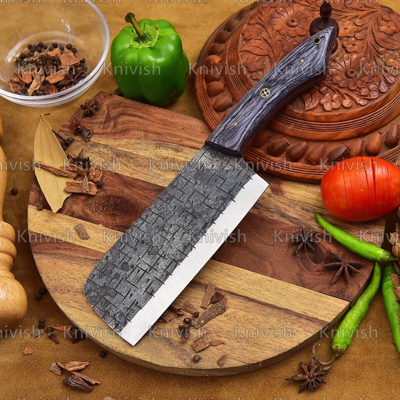 Custom Handmade Black Handle Cleaver Forged Birthday Gifts, Valentines ...