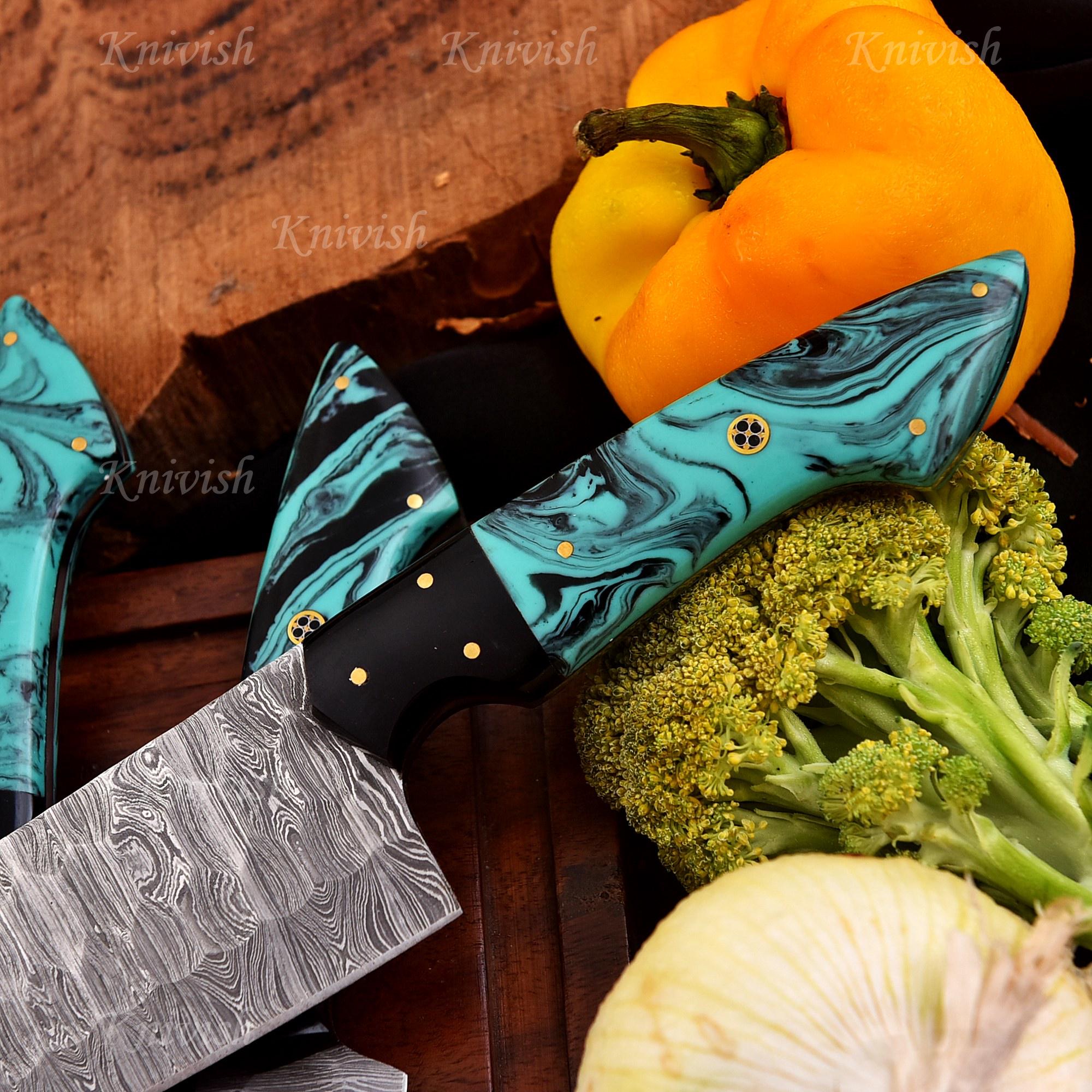 Damascus Steel Blades Chef Knives Set Bbq Knives Set Birthday ...