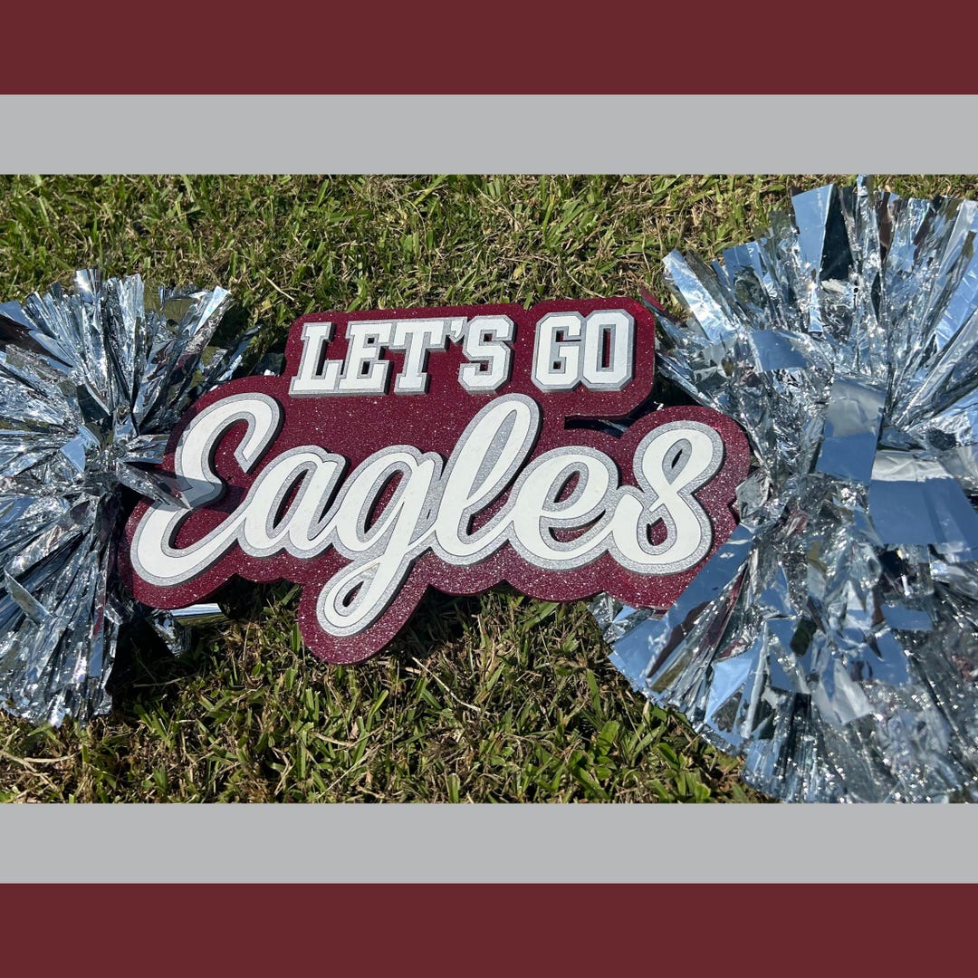 Custom Let's Go Team Pom Pom Cheer Sign – Personalized Team Name Gift ...