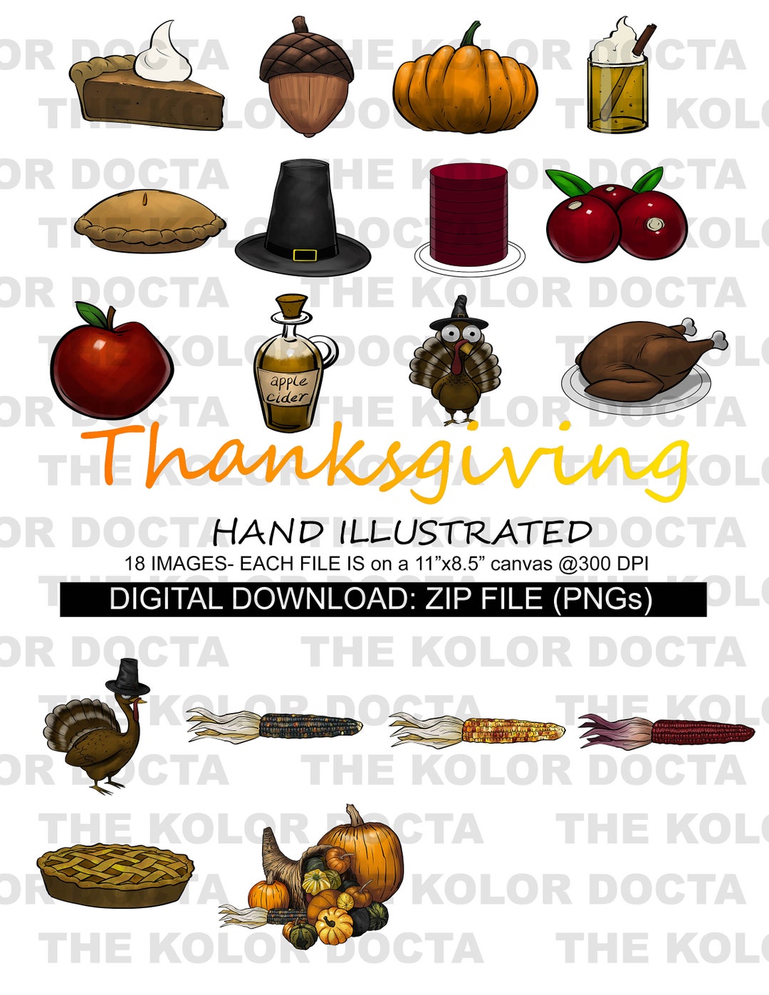 Thanksgiving Clipart Cute Thanksgiving Clip Art Hand - Etsy