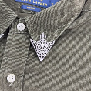 Silver Collar Brooch Lapel Pin | Collar Shirt Pin | Silver Triangle ...