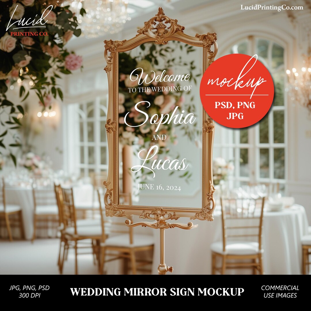 Wedding Mirror Sign Mockup, Elegant Wedding Sign Mock-up, Mockups for ...