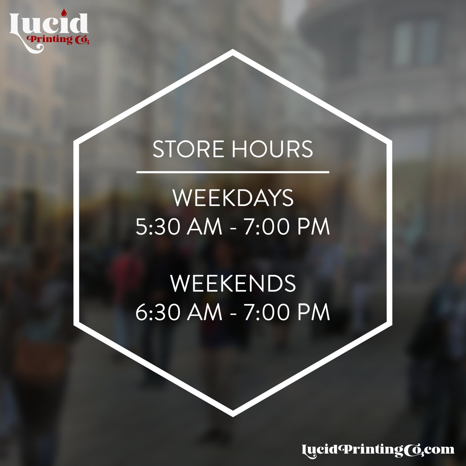 Polygon Storefront Hours Custom Vinyl Decal, Geometric Business Hours ...