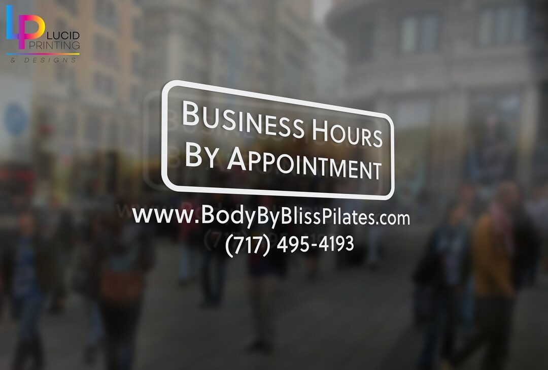 Business Hours by Appointment Custom Vinyl Decal, Business Hours Decal ...