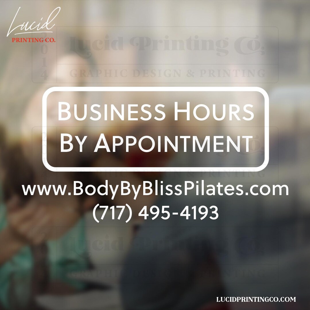 Business Hours by Appointment Custom Vinyl Decal, Business Hours Decal ...