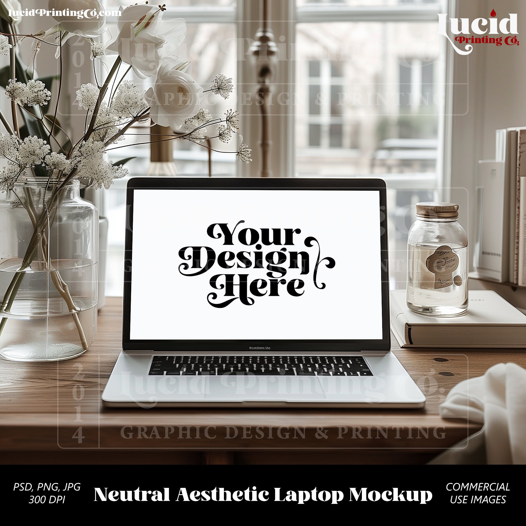 Neutral Aesthetic Laptop Mockup, Clean Feminine MacBook Mock-up ...
