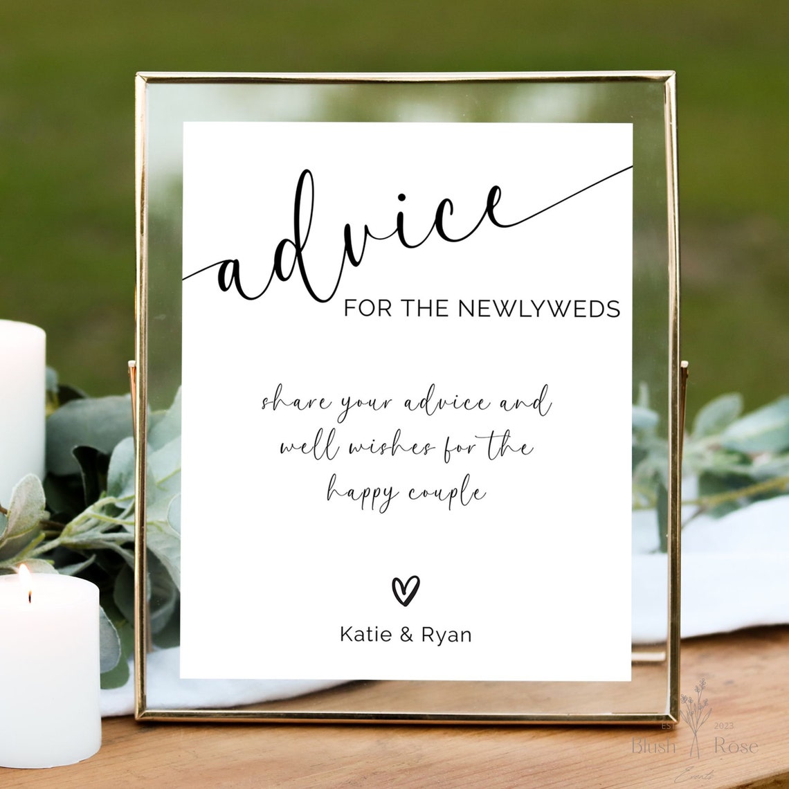 Wedding Advice Cards Template Advice and Wishes Sign Bridal Shower ...