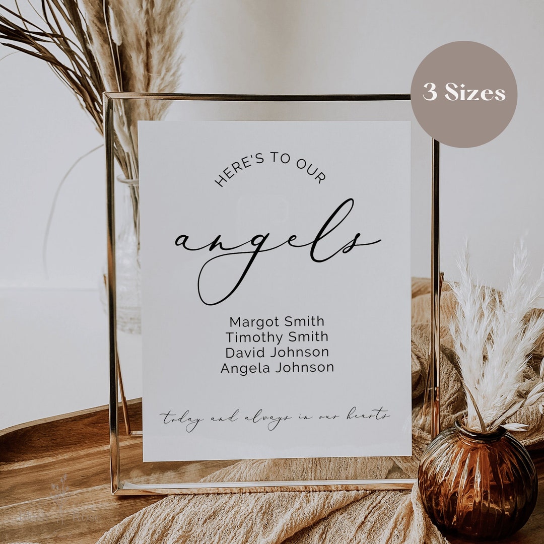 Minimalist Heres to Our Angels Sign Printable Memorial Sign - Etsy