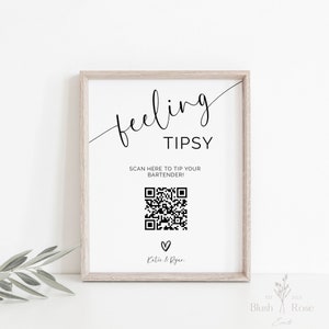 Wedding Bar Sign Template Bartender Tip Sign Tip Sign Venmo Sign ...