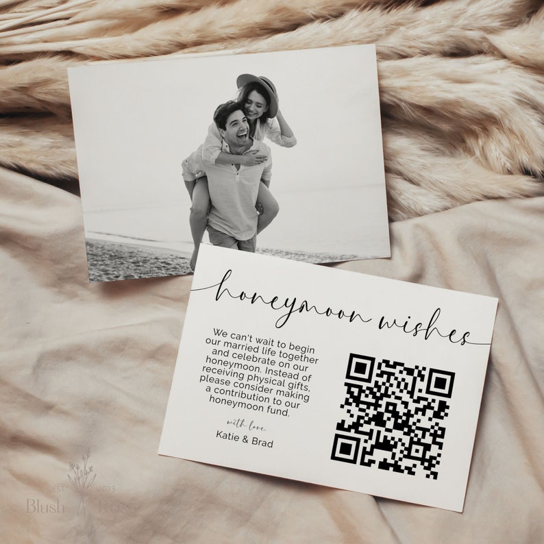 Wedding Honeymoon Fund QR Code Insert Card Honeymoon Fund Wedding Gift ...