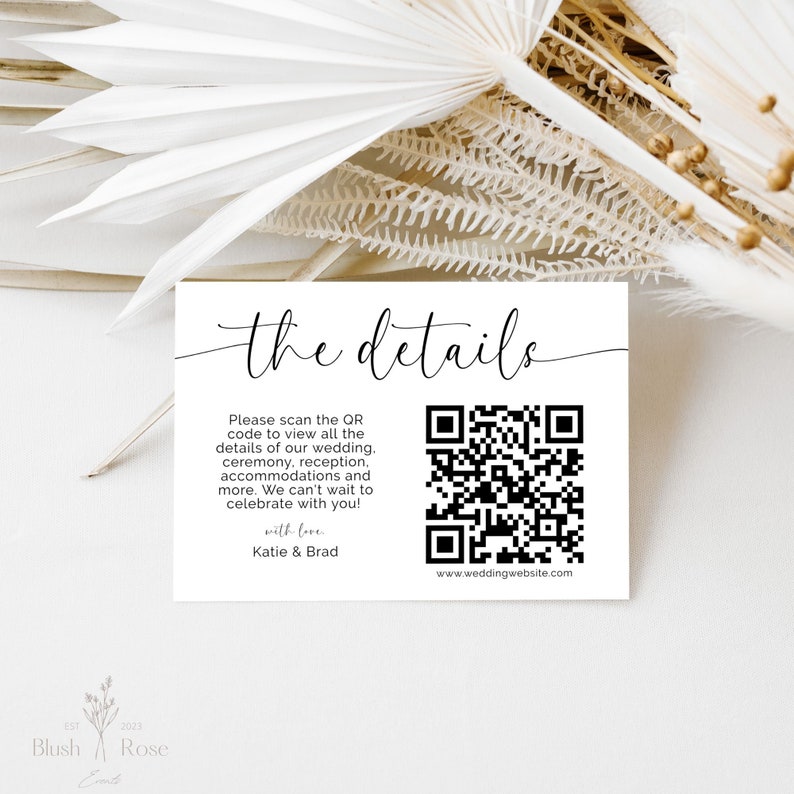 Wedding Details Card Wedding Details QR Code Custom Invitation Insert ...
