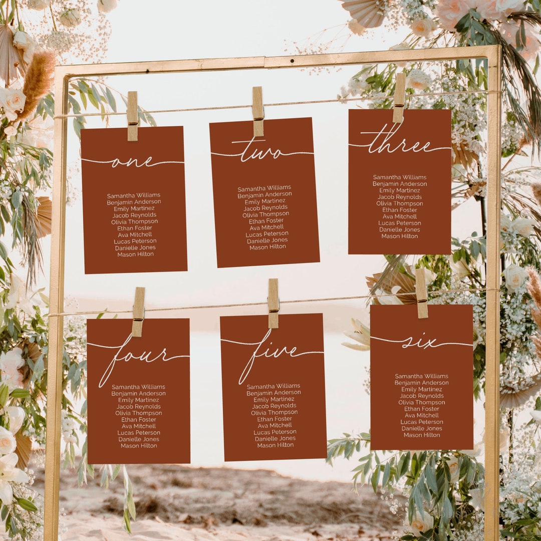 Minimalist Seating Chart Cards, Wedding Seating Chart Template, Modern ...