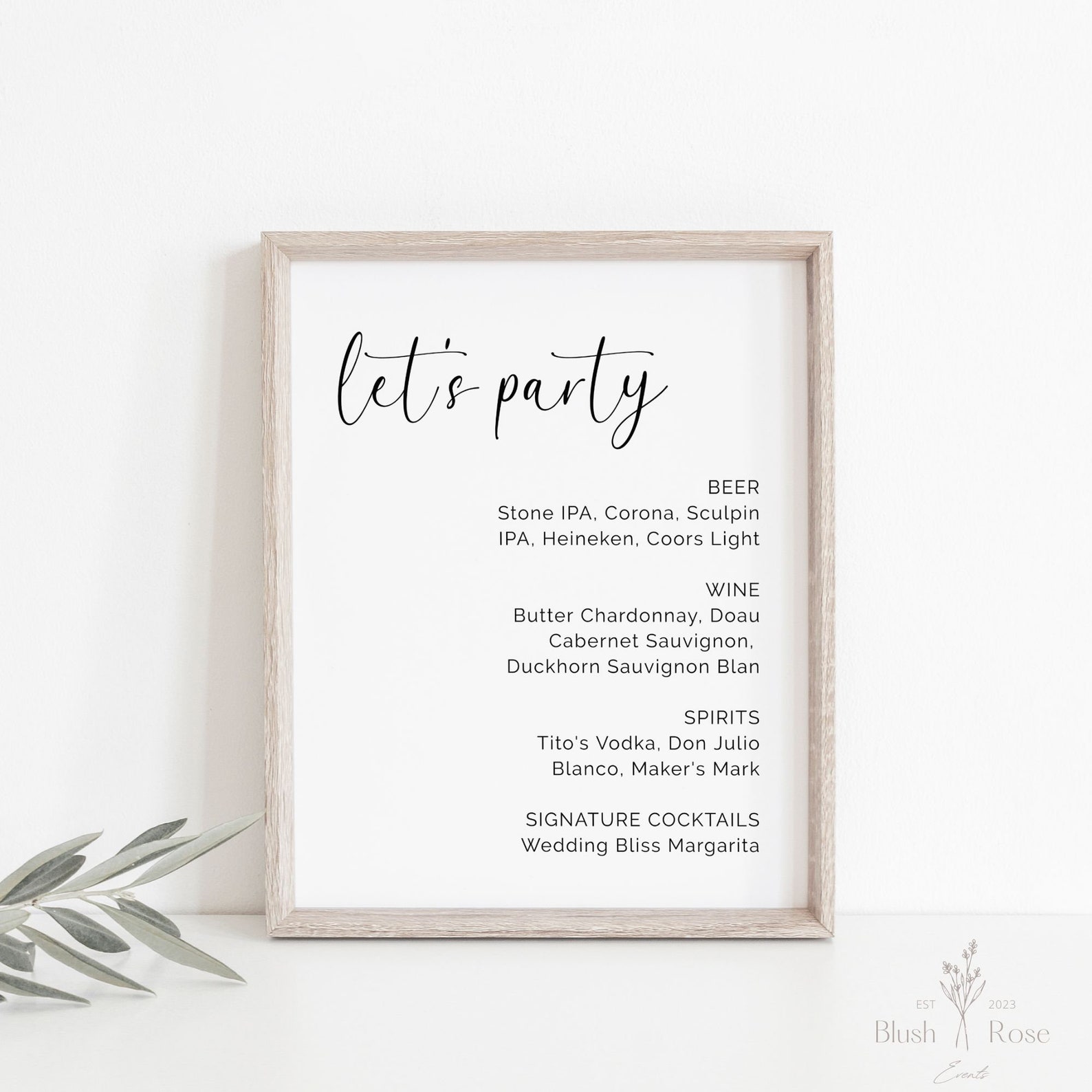 Bar Menu Template Open Bar Sign Wedding Bar Sign Event Sign Event Bar ...