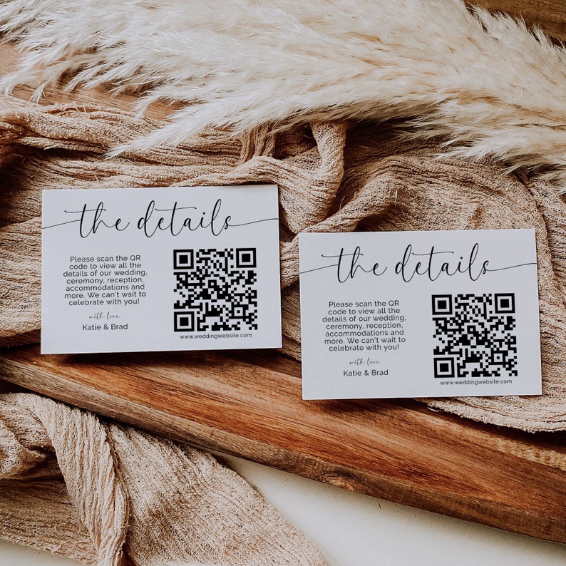 Wedding Details Card Wedding Details QR Code Custom Invitation Insert Wedding Details Insert ...