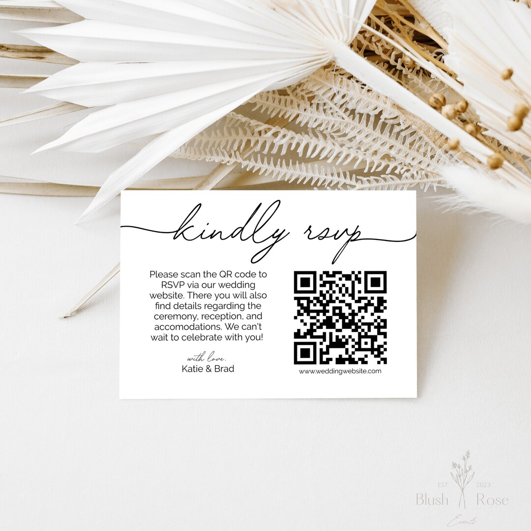 RSVP Card With QR Code, QR Code Response Card, Modern Wedding Reply ...