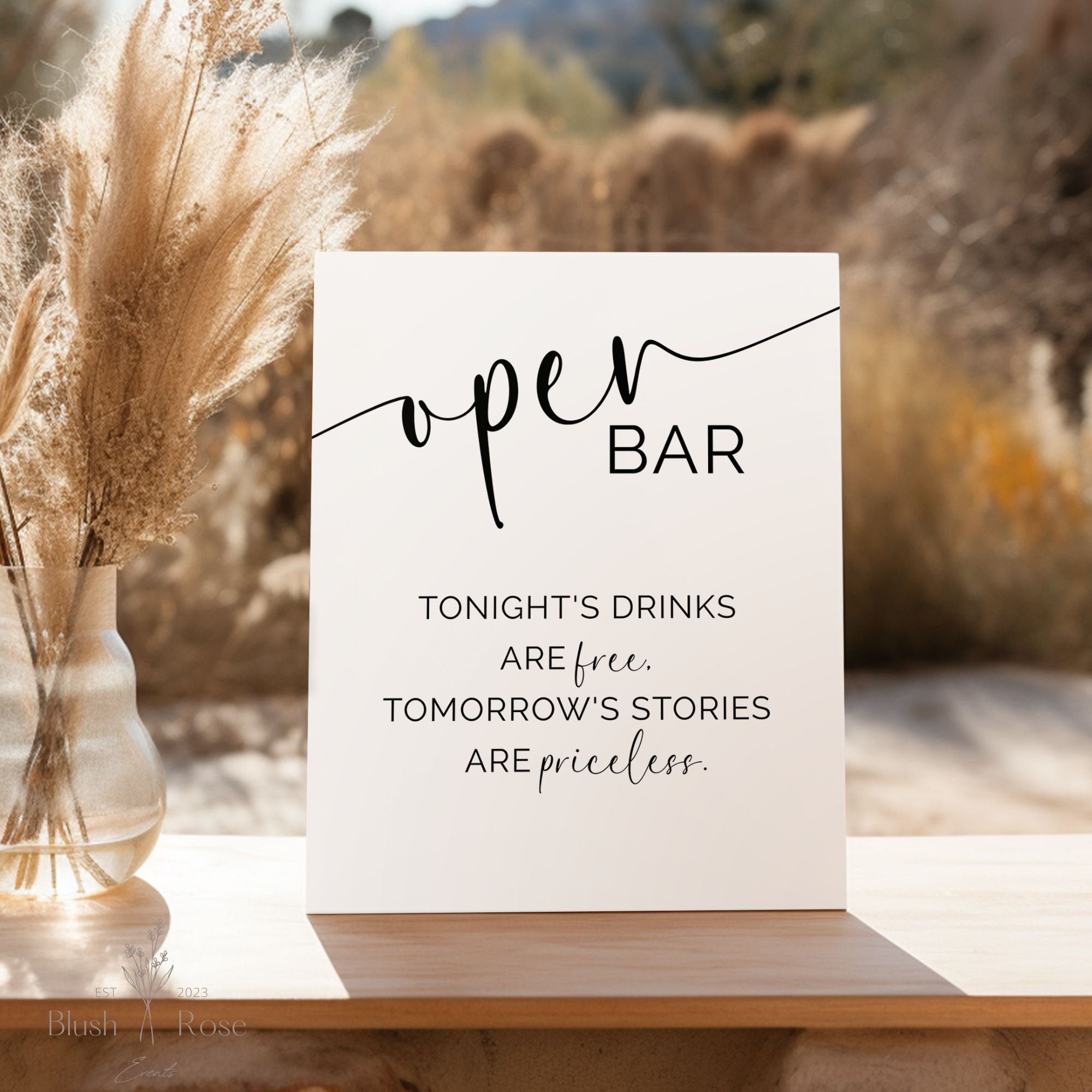 Open Bar Sign Template Wedding Bar Sign Event Sign Wedding Reception ...
