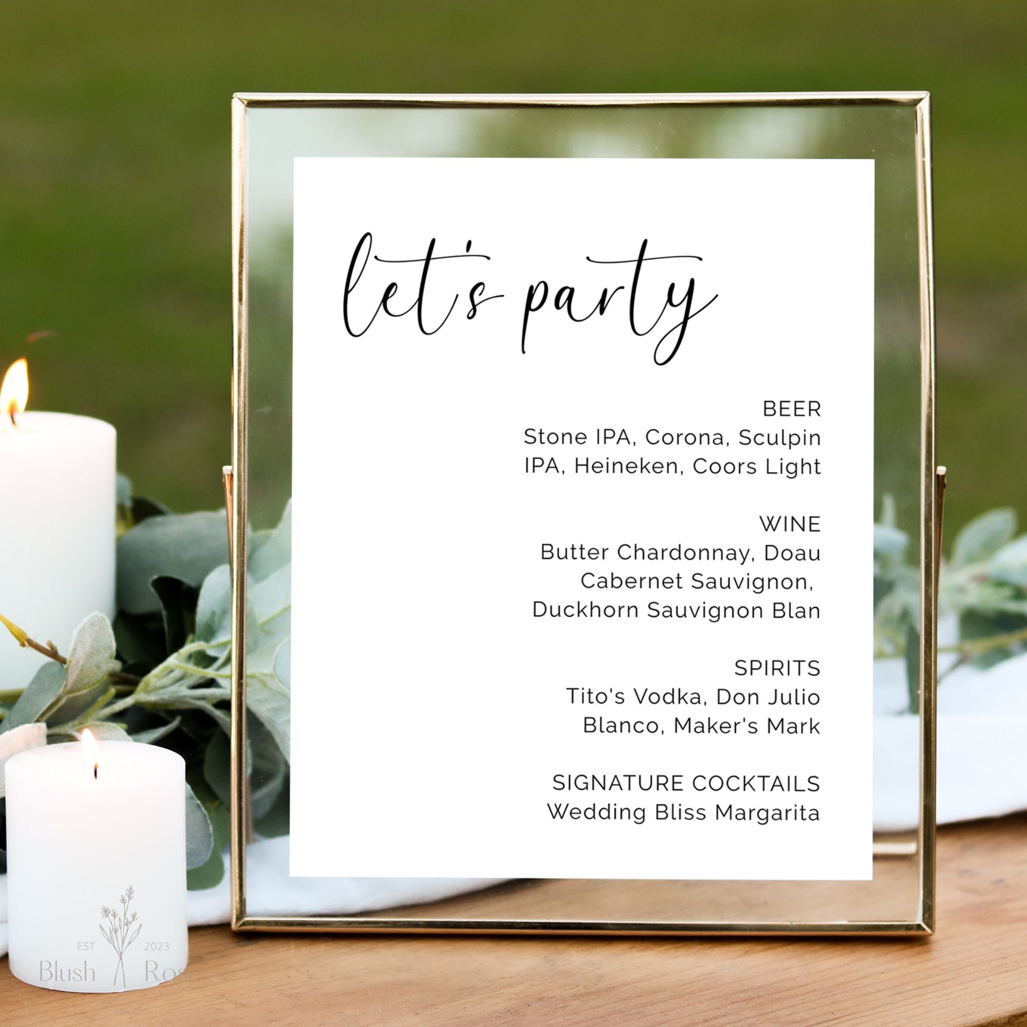 Bar Menu Template Open Bar Sign Wedding Bar Sign Event Sign Event Bar ...