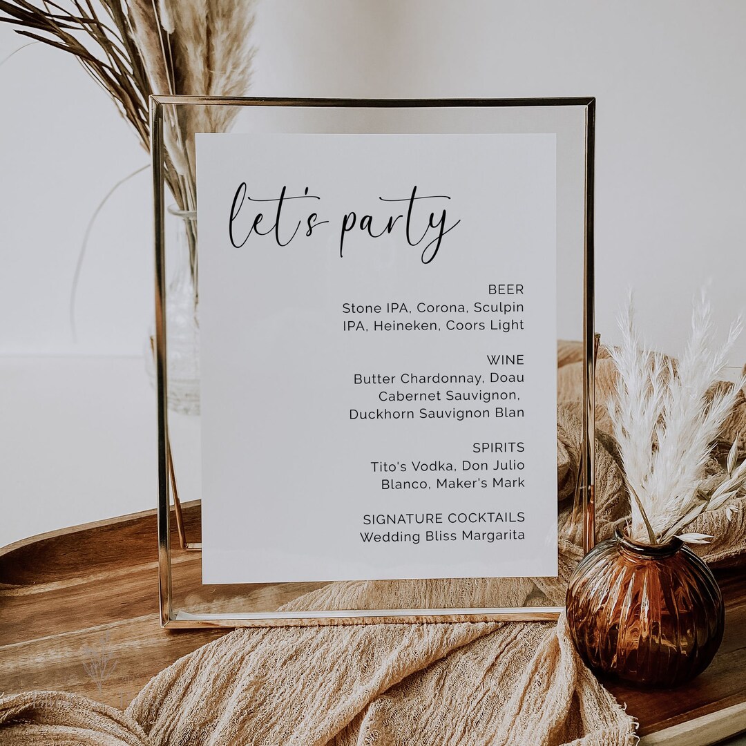 Bar Menu Template Open Bar Sign Wedding Bar Sign Event Sign Event Bar ...