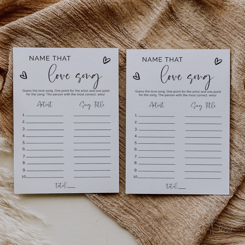 Bridal Shower Games, Name That Love Song Game, Printable Bridal Shower ...