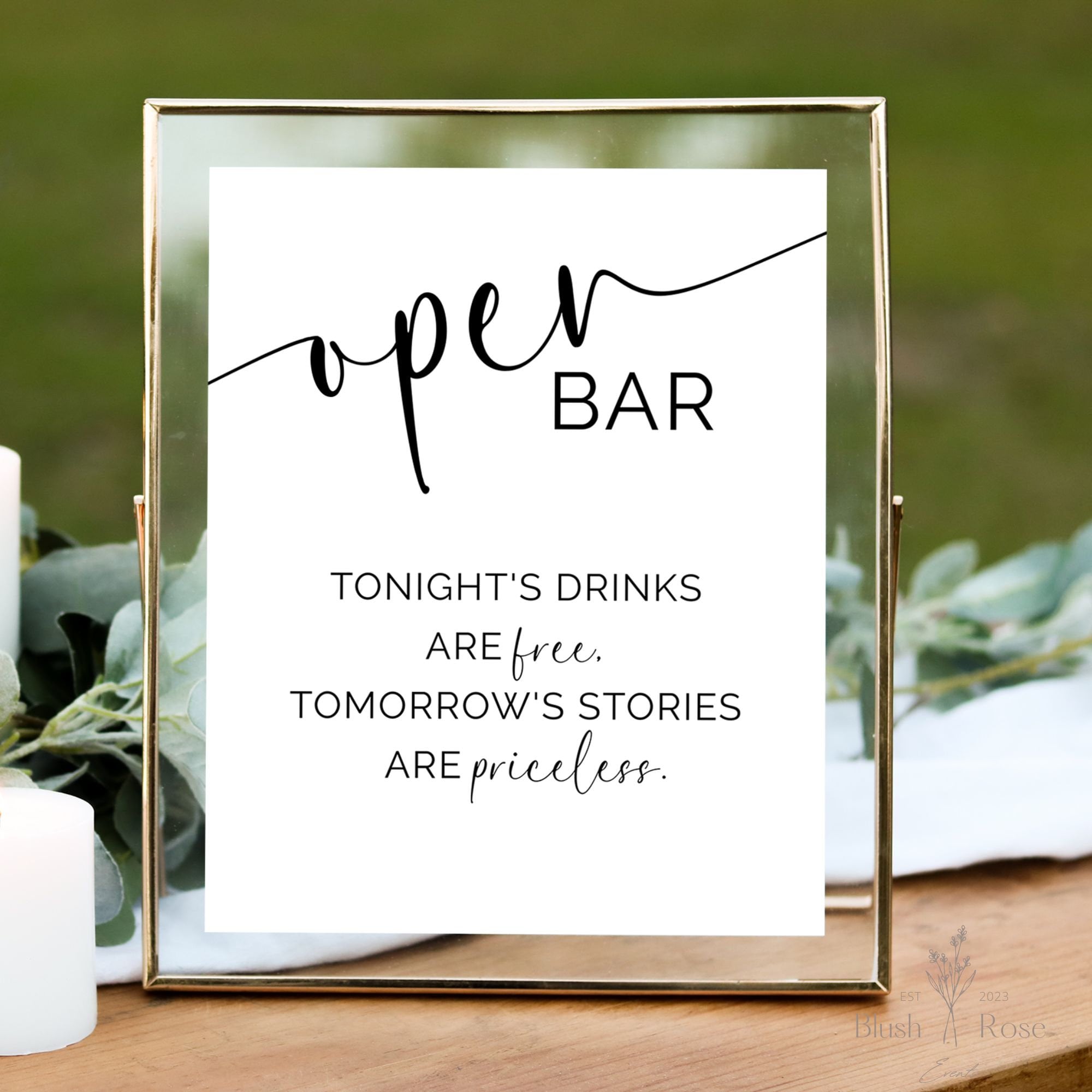 Open Bar Sign Template Wedding Bar Sign Event Sign Wedding Reception ...