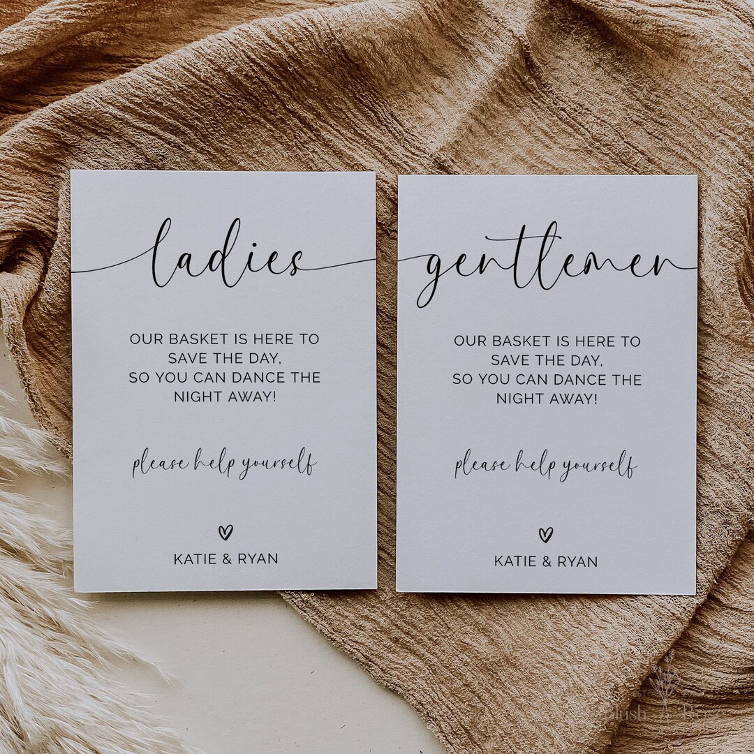 Wedding Bathroom Sign Template Bathroom Basket Sign for Wedding Please ...
