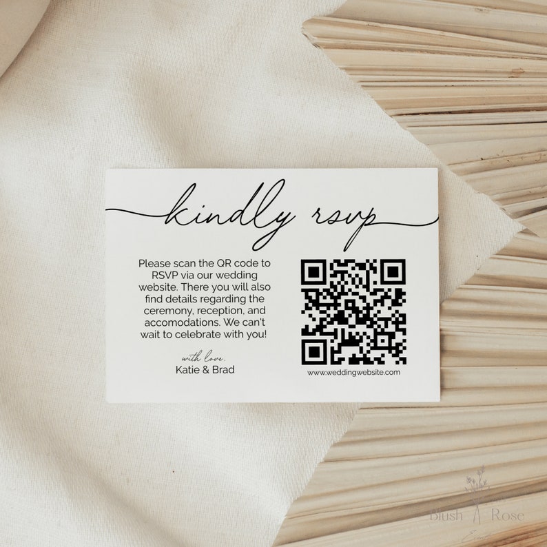 RSVP Card With QR Code, QR Code Response Card, Modern Wedding Reply ...