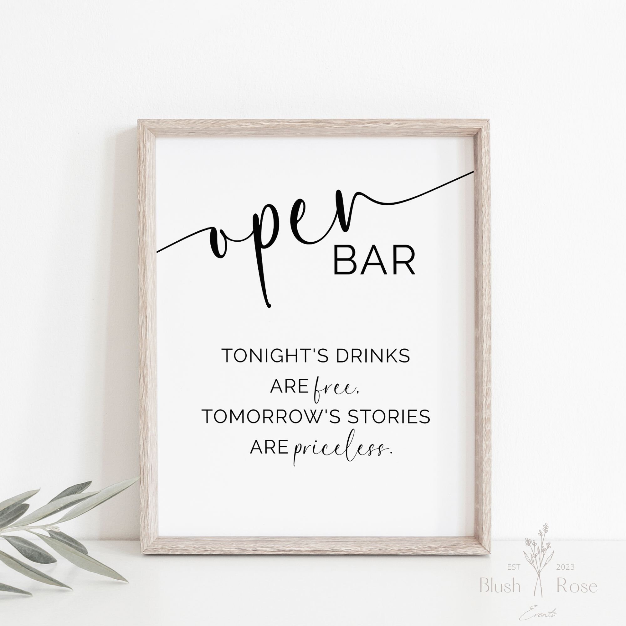 Open Bar Sign Template Wedding Bar Sign Event Sign Wedding Reception ...