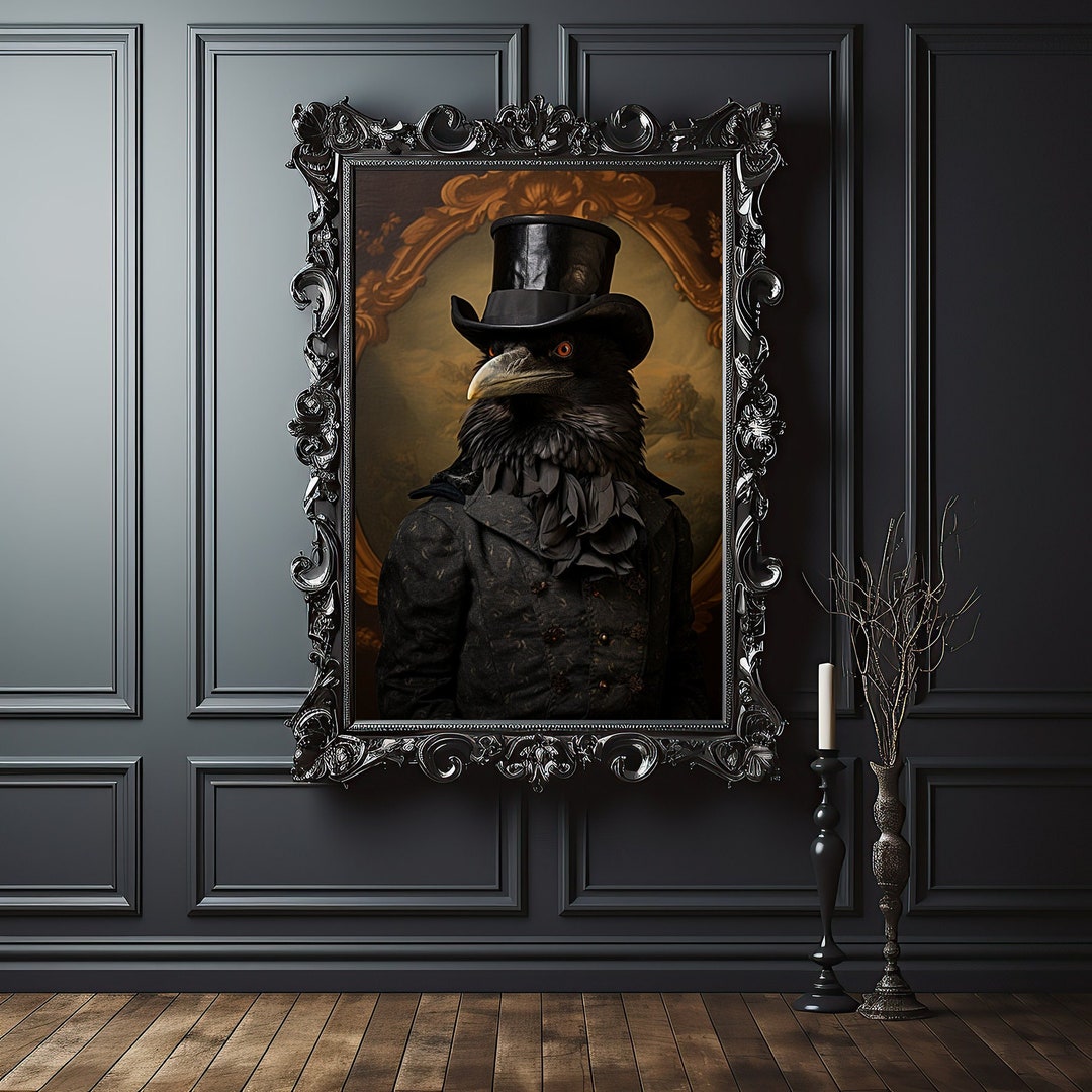 Vintage Raven Gentleman Portrait Oil Painting, Vintage Photography, Art ...