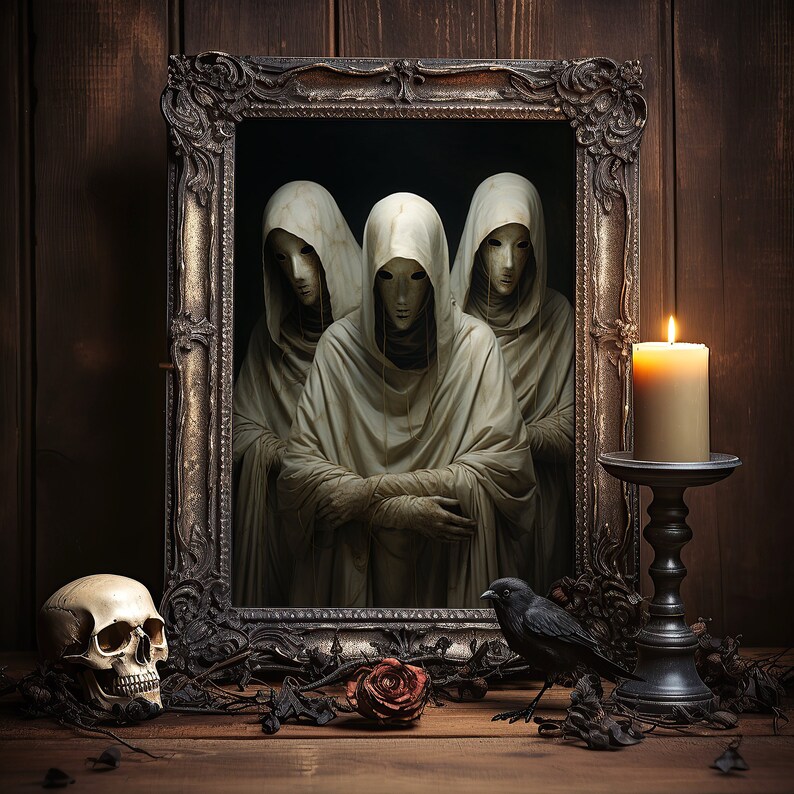 Wholly Trinity Triple Praying, Vintage Art Poster Dark Gothic Occult ...