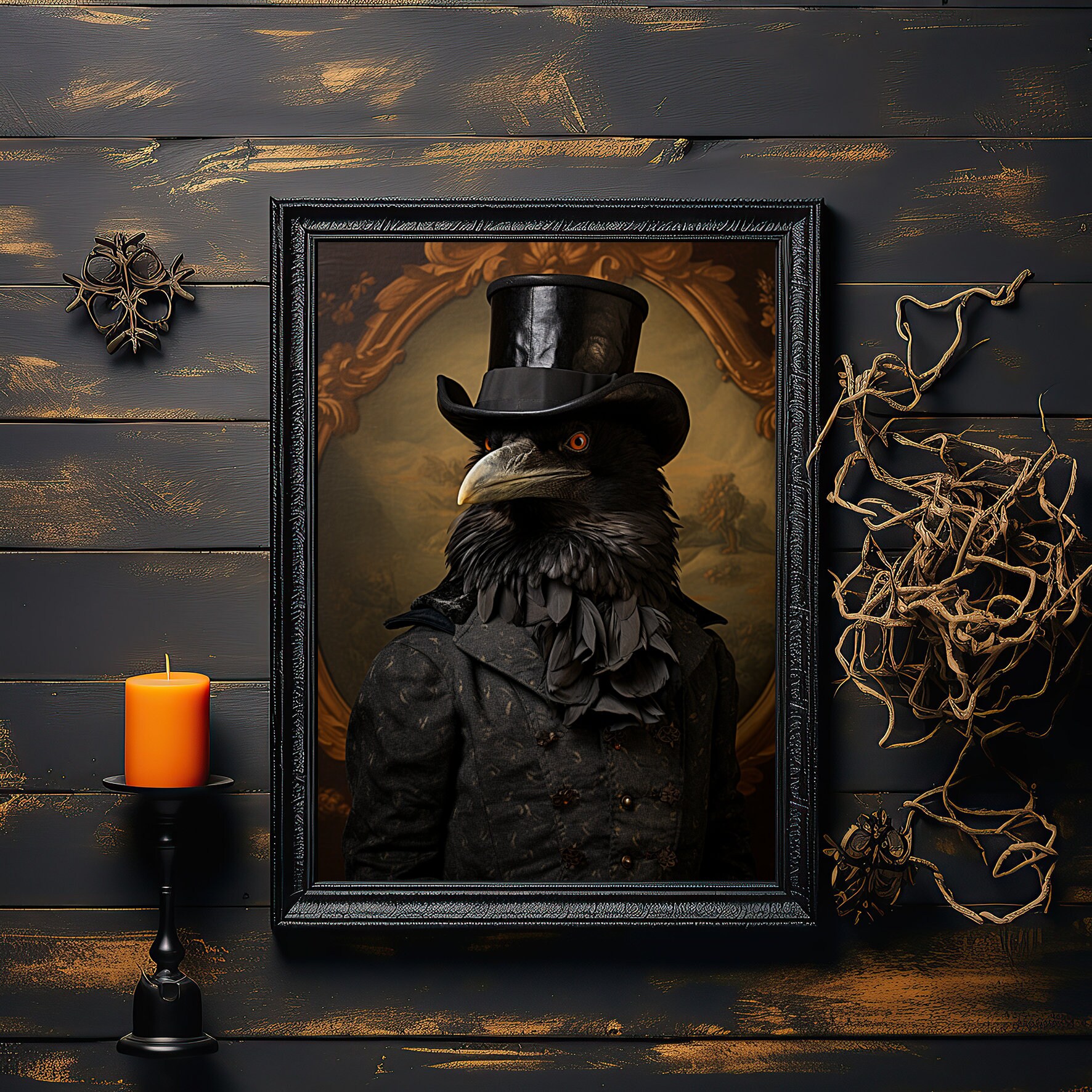 Vintage Raven Gentleman Portrait Oil Painting, Vintage Photography, Art ...