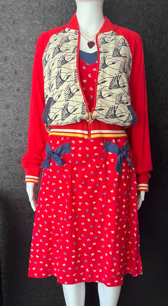 Vintage 1970’s Jr. Edition Dallas Cherry Red Bow Prin… - Gem