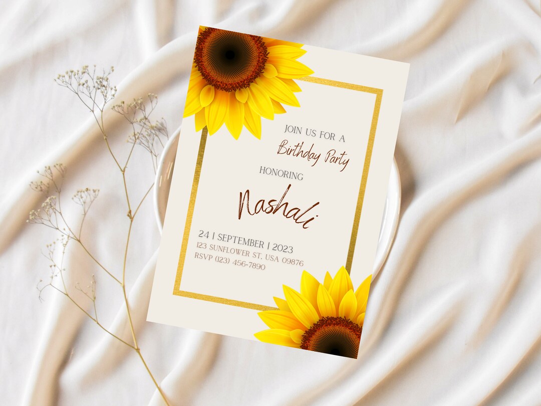 Sunflower Birthday Invitation | Sunflower Party Theme | Customizable ...