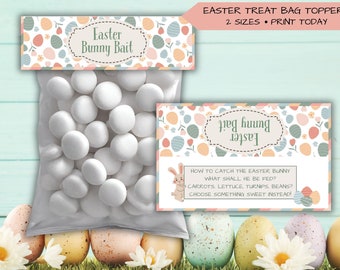 Easter Bunny Bait, Treat Bag Toppers, Printable Candy Snack Baggie ...