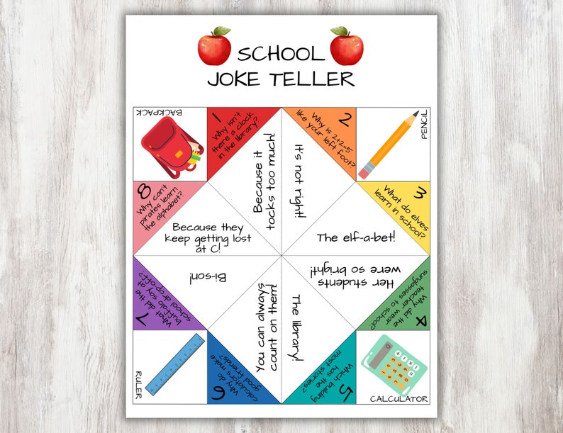 School Themed Fortune Teller and Joke Teller, Printable Cootie Catcher ...