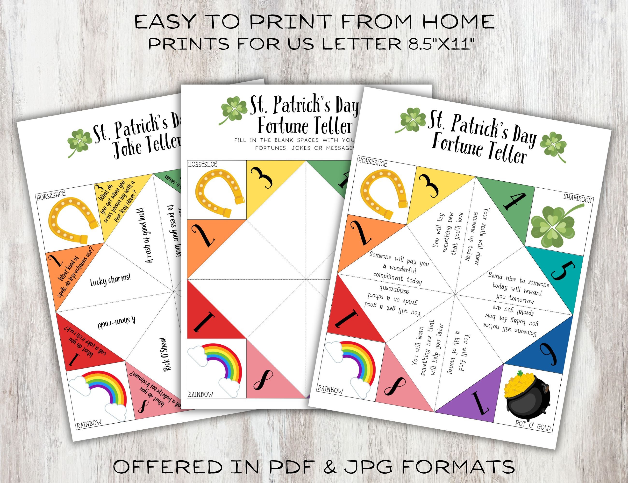 St. Patrick's Day Fortune Teller, Printable Cootie Catcher, Paper ...