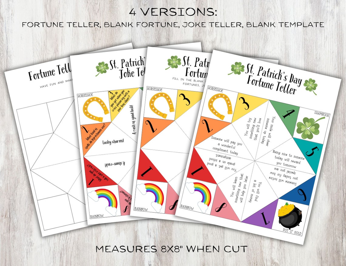 St. Patrick's Day Fortune Teller, Printable Cootie Catcher, Paper ...