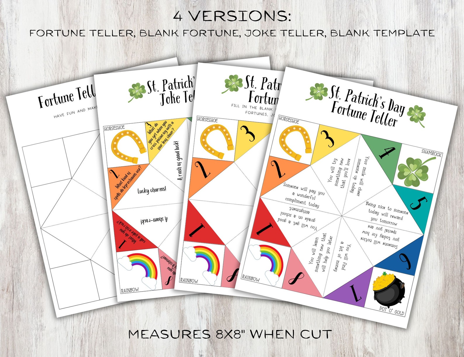 St. Patrick's Day Fortune Teller, Printable Cootie Catcher, Paper ...