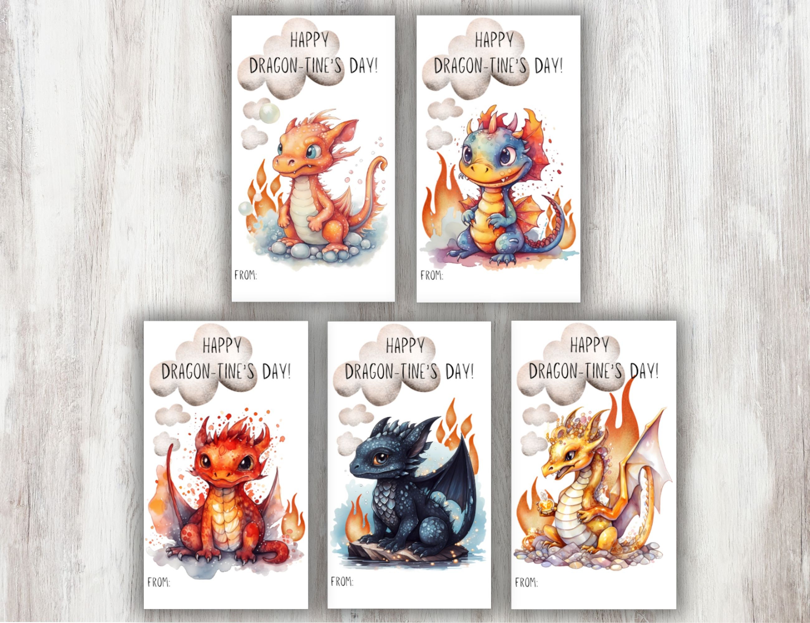 Printable Dragon Valentine's Day Cards for Kids, School and Classroom ...