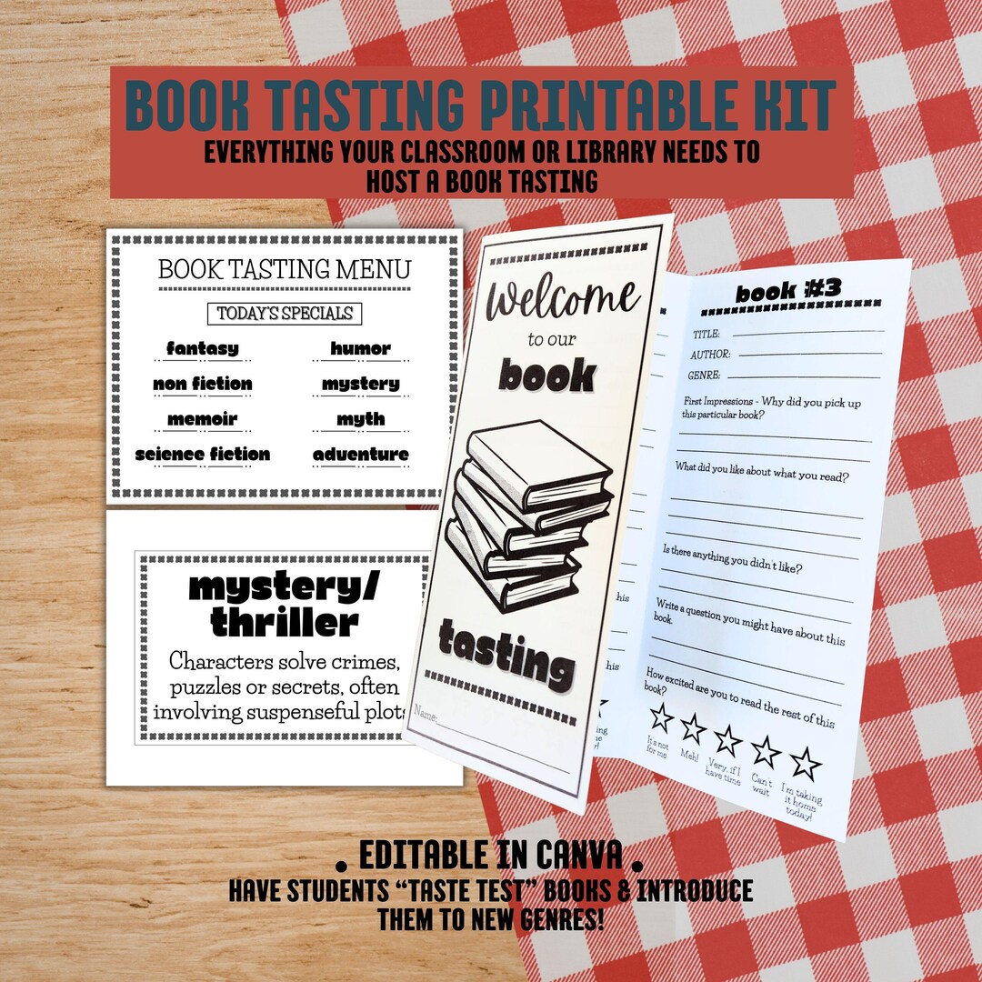 Book Tasting Kit for Classroom and Library, Editable Printable, Reading ...