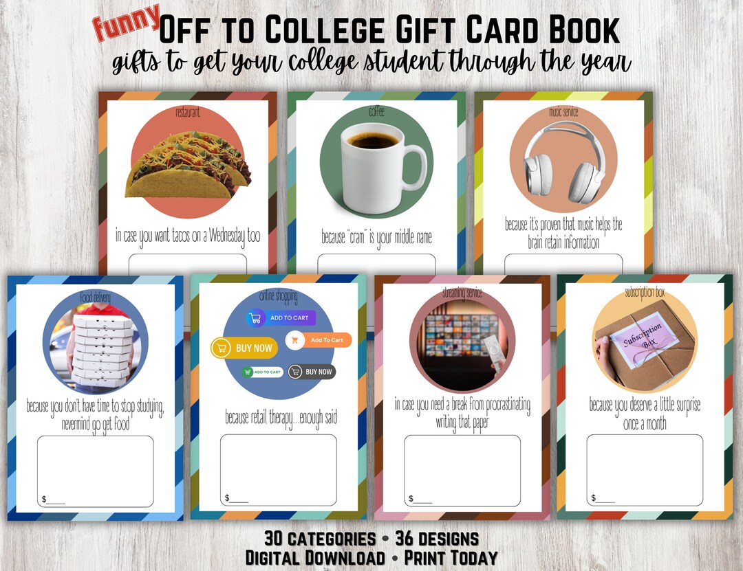 Off to College Gift Card Book, First Year of College Survival Kit ...