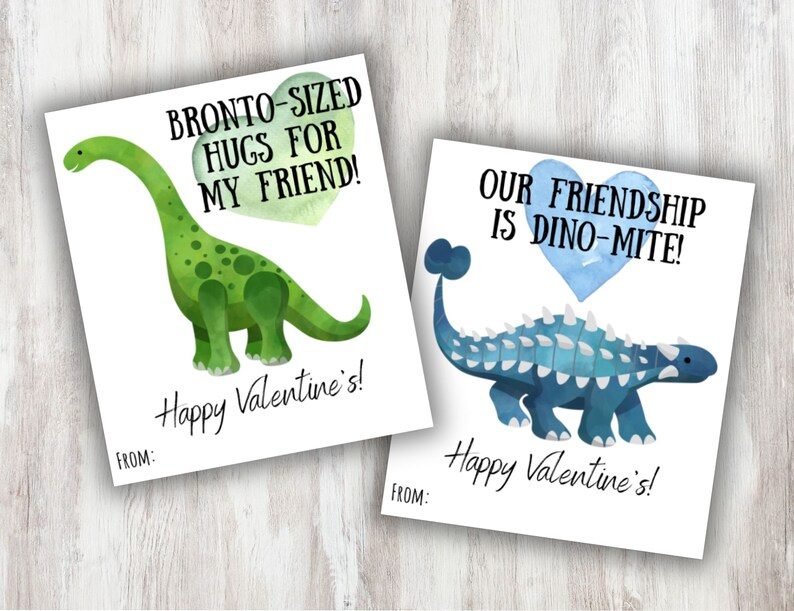 Funny Dinosaur Printable Valentine's Cards, Kid's Classroom Valentines ...