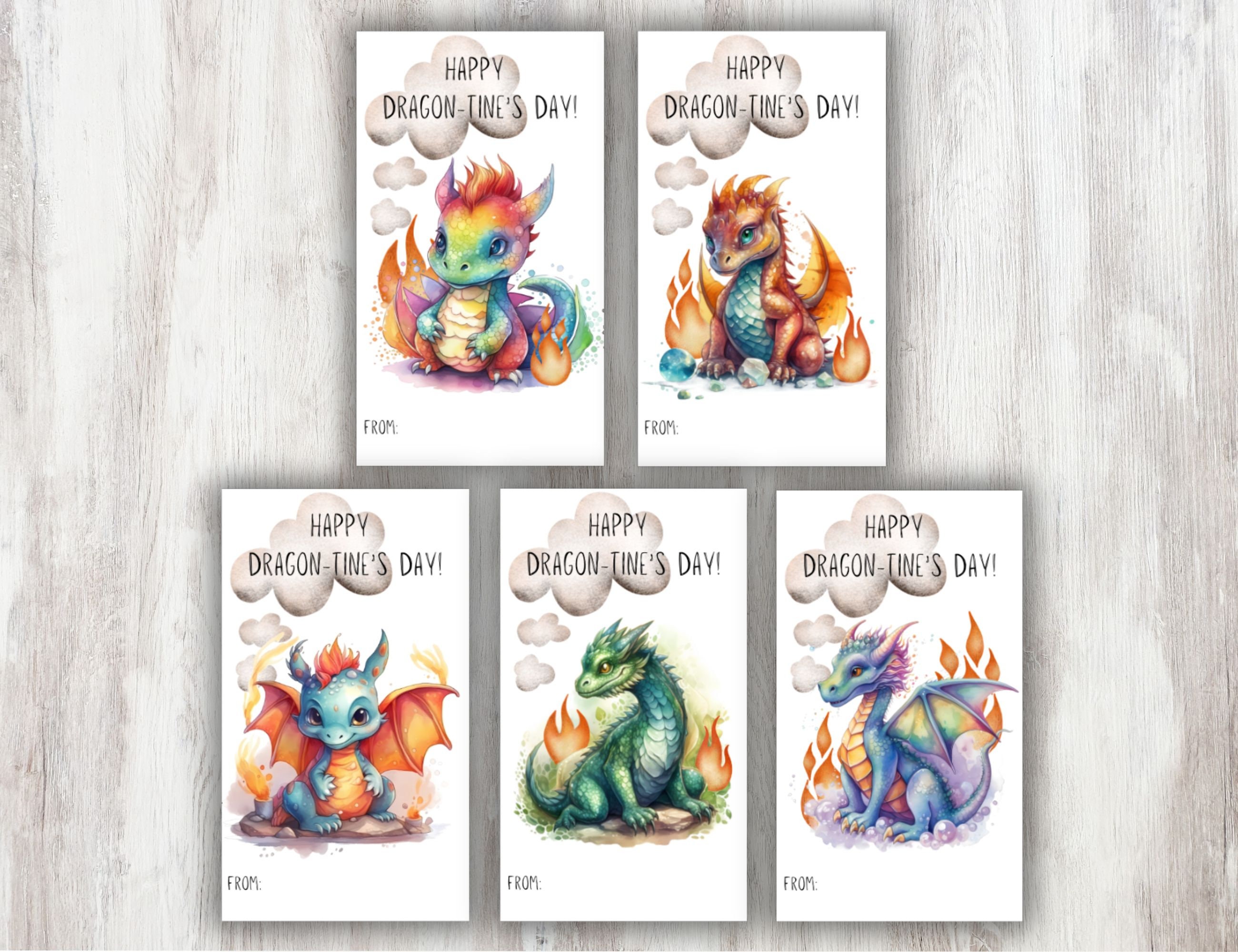 Printable Dragon Valentine's Day Cards for Kids, School and Classroom ...