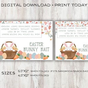 Easter Bunny Bait, Treat Bag Toppers, Printable Candy Snack Baggie ...