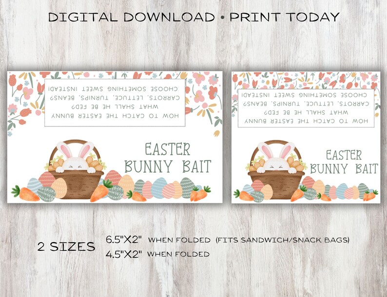 Easter Bunny Bait, Treat Bag Toppers, Printable Candy Snack Baggie ...